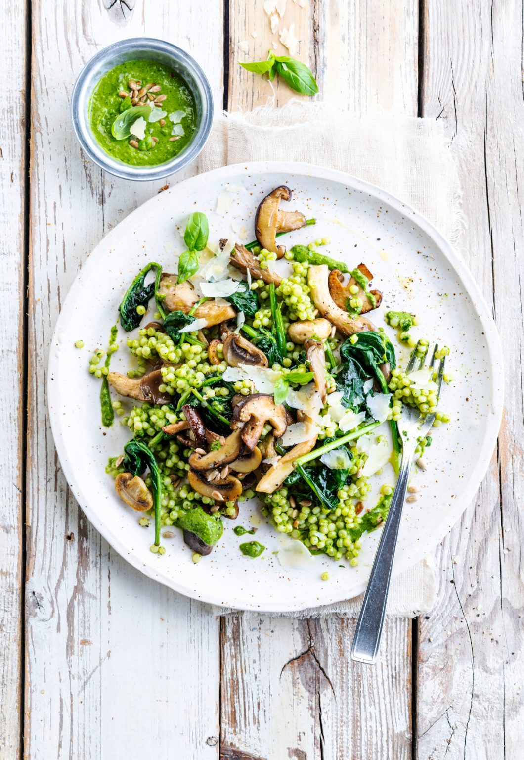 Perles de couscous aux épinards et champignons | Recette Cuisine