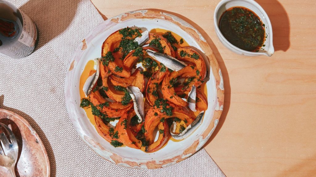 Courge Kuri avec salsa verte calabraise et boquerones | Recette Cuisine